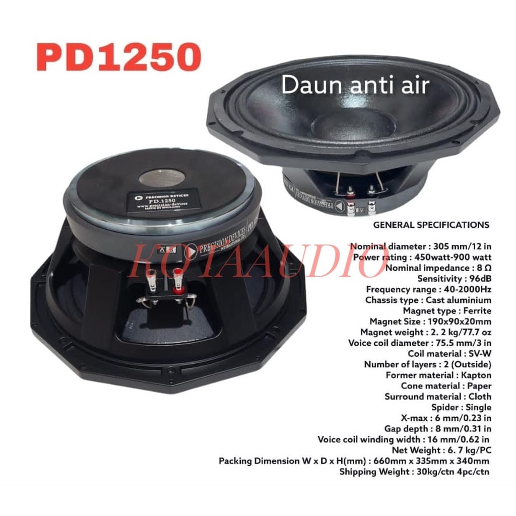 Jual Speaker Komponen Precision devices PD1250/ PD-1250 Voice Coil 3in 8ohm | Shopee Indonesia