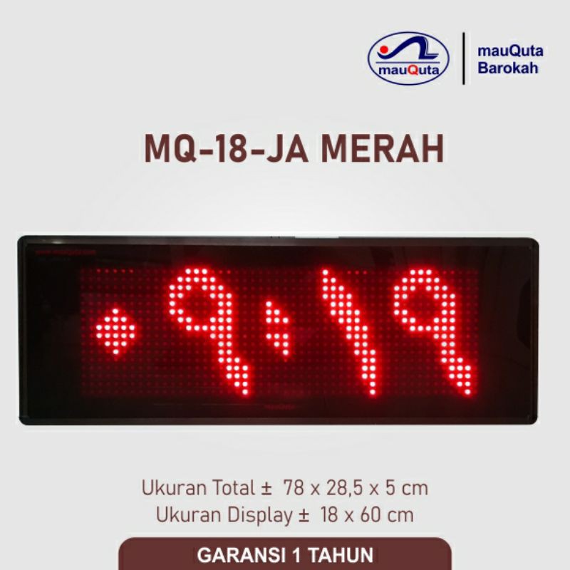 Jual Mauquta Jadwal Sholat MQ-18-JA Jam Arab Running Text Iqomah ...