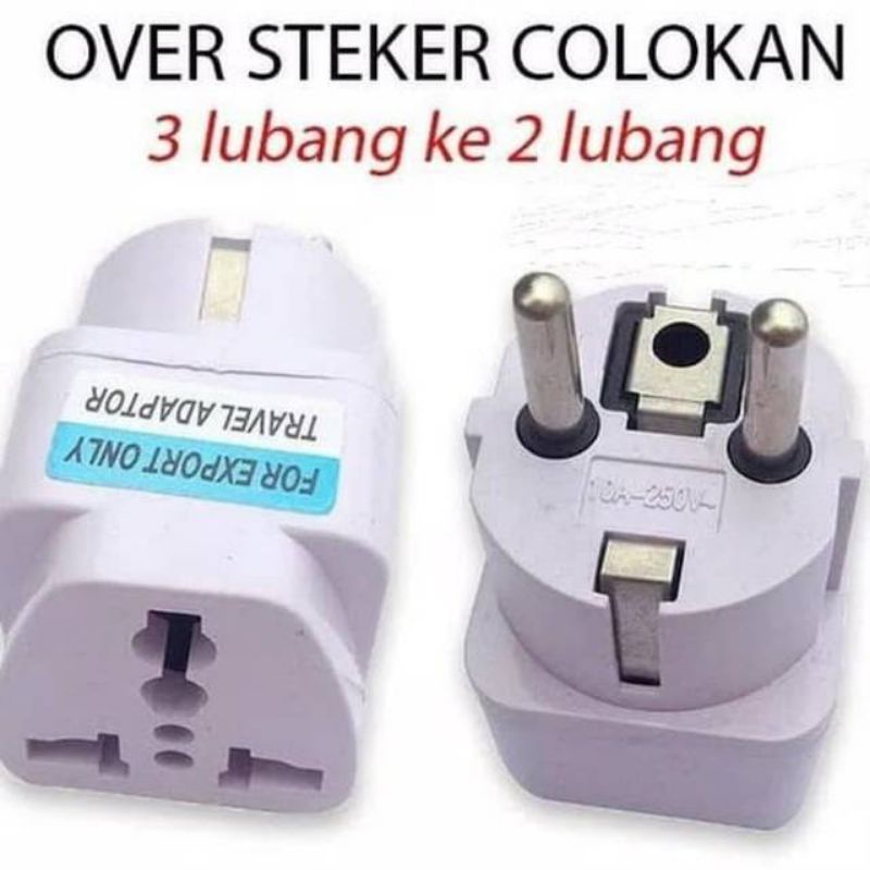 Jual Colokan Listrik Universal Adaptor Travel Steker 3 Lubang ke 2 ...