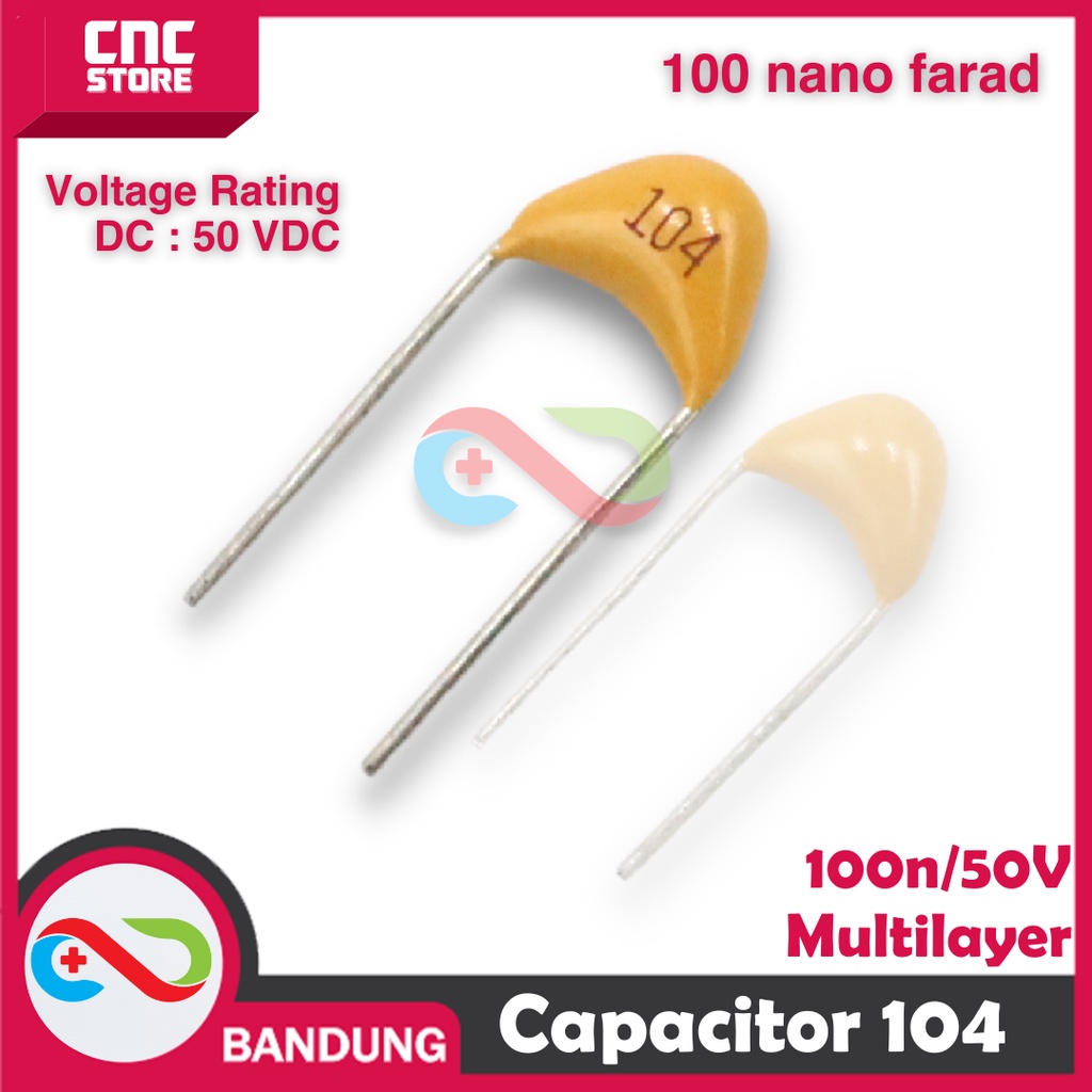 Jual 10PCS Kapasitor Multilayer 100nF (0.1uF 104 50V) & 10nF (0.01uF ...