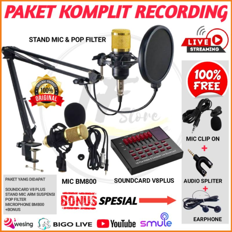 Jual TERMURAH ORIGINAL TAFFSTUDIO PAKET LENGKAP SOUNDCARD V8 PLUS MIC ...