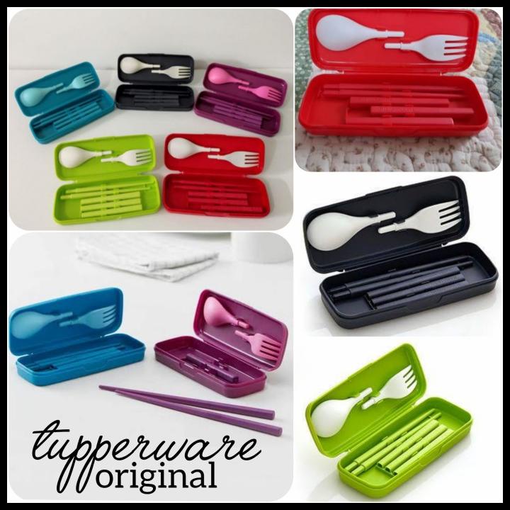 Jual Tupperware Cutlery Set Lengkap Case Sendok Garpu Sumpit Chopstick ...