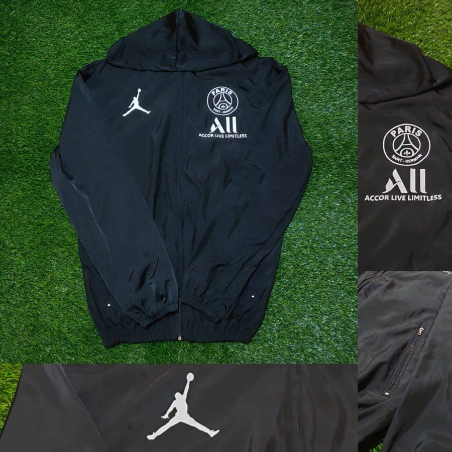 Jual JAKET PARASUT WATERPROOR ANTI AIR TRAINING PSG HITAM | Shopee ...