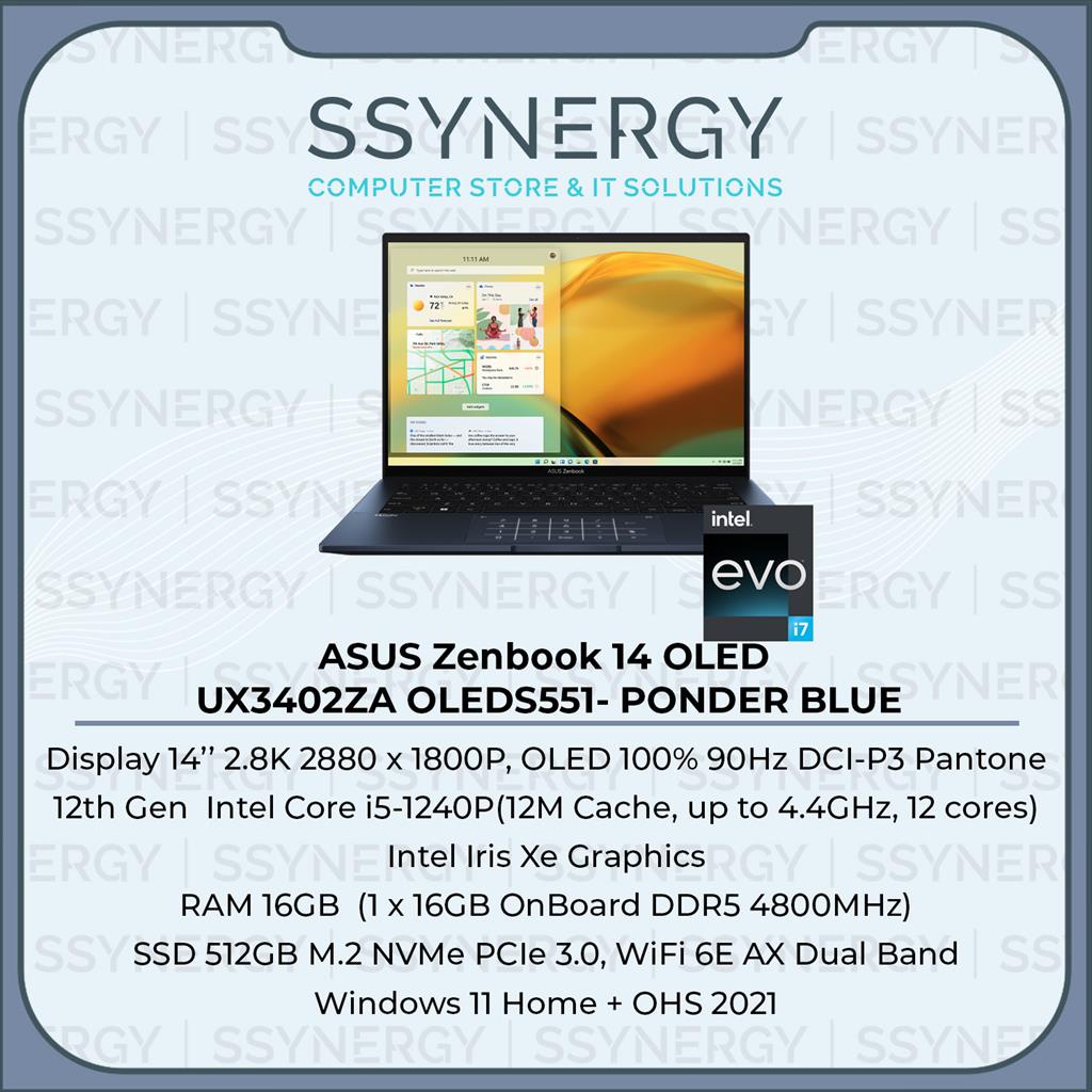 Jual ASUS ZENBOOK 14 UX3402ZA OLED i5-1240P 16G 512G 14" 2.8 OLED ...
