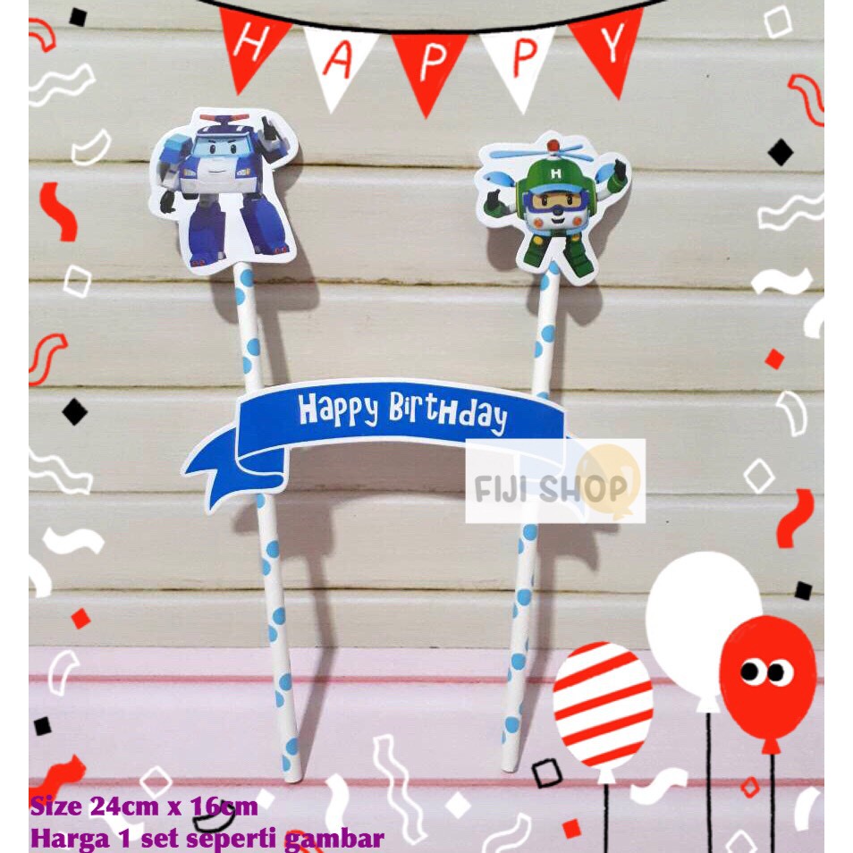 Jual Cake Topper / Hiasan Kue Ultah / Topper Cake Karakter RoboCar Poli ...