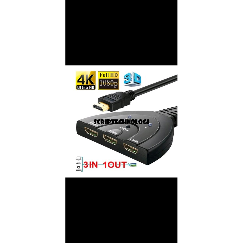 Jual Kabel HDMI Splitter 3 Port Full HD 1080 HDMI Switcher 4k | Shopee ...