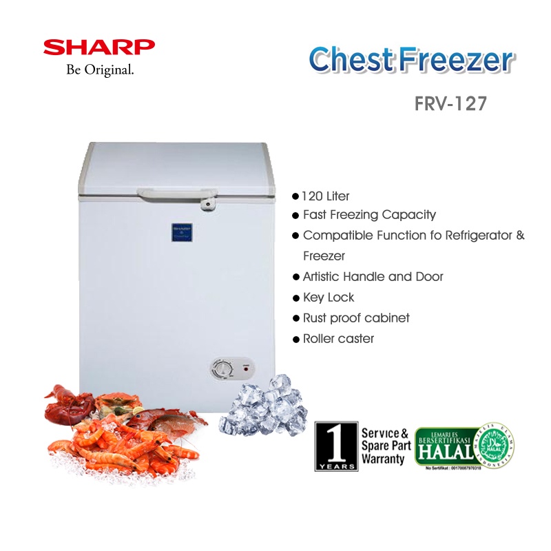 Jual Chest Freezer Sharp 120L FRV-127 | Freezer Box Sharp | Lemari ...