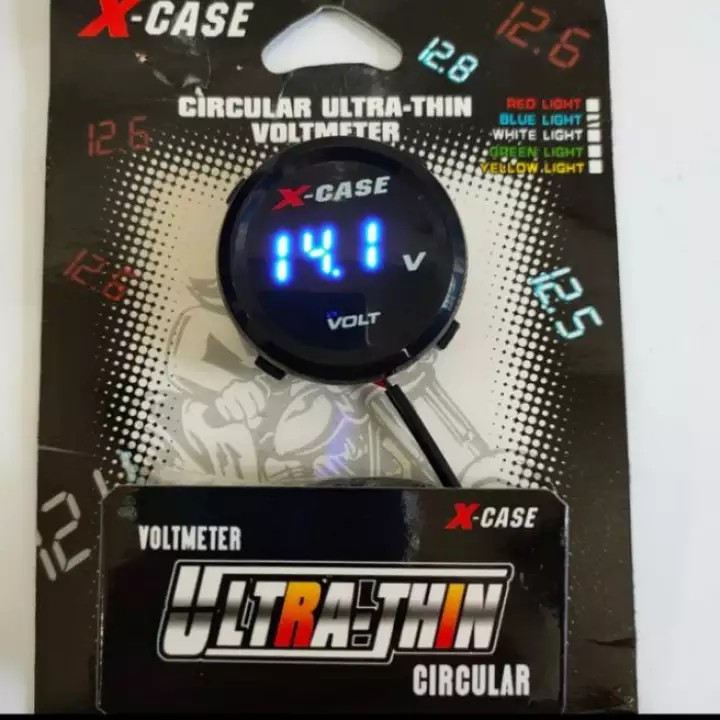 Jual Voltmeter Bulat Slim Volt Meter Mini Pengukur Listrik Aki 12 Volt ...