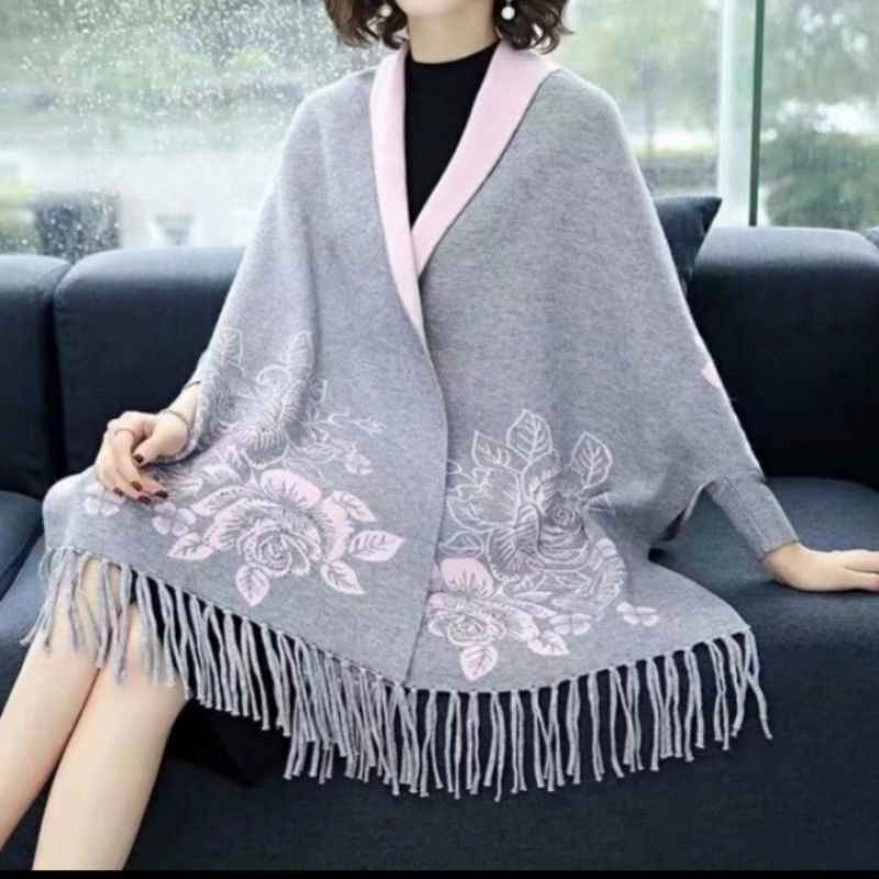 Jual syal cardigan motif bunga || syal || pashmina || selendang ...