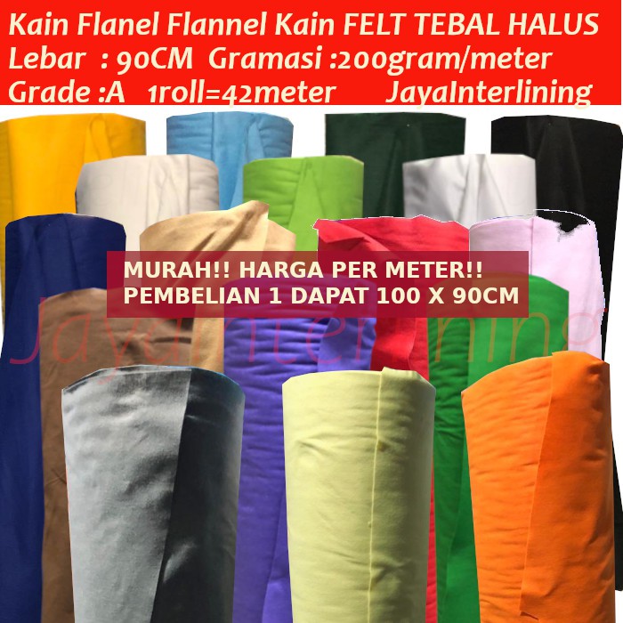Jual Kain Flanel Flannel Kain Flex Polos Premium Meteran Murah Shopee