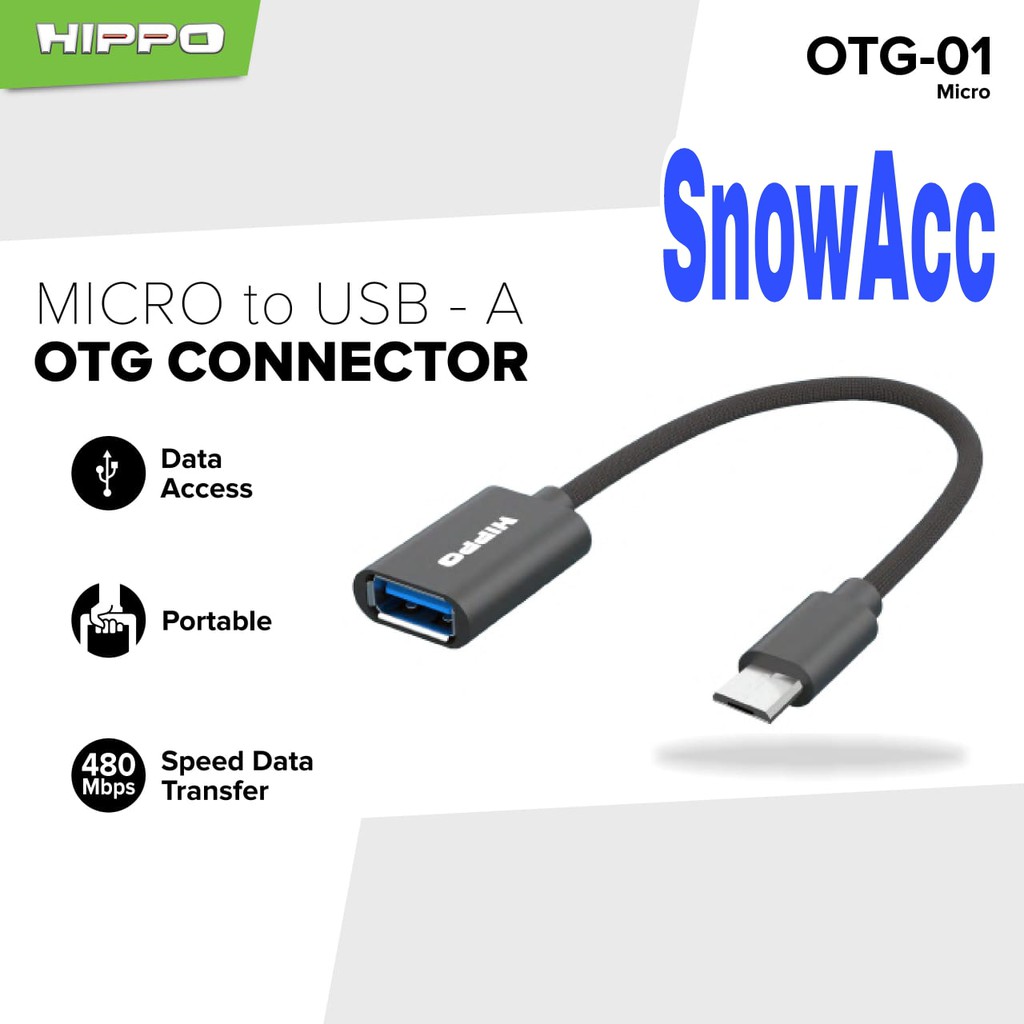 Jual Hippo OTG MICRO kabel Konektor OTG Micro to USB-A Plug & Play OTG ...
