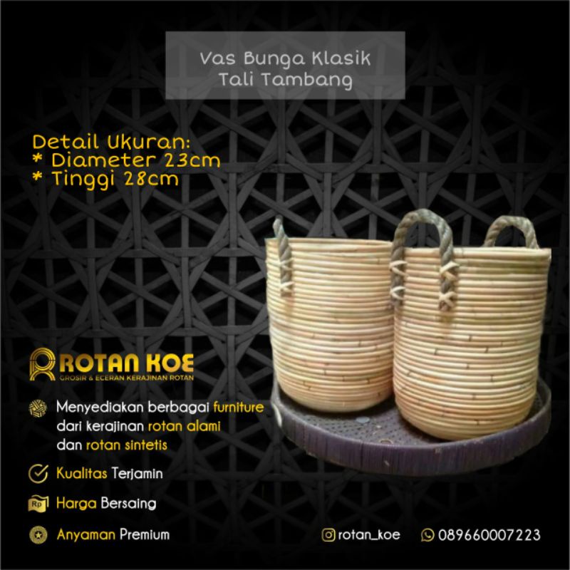 Jual POT BUNGA ROTAN KLASIK TALI TAMBANG | Shopee Indonesia
