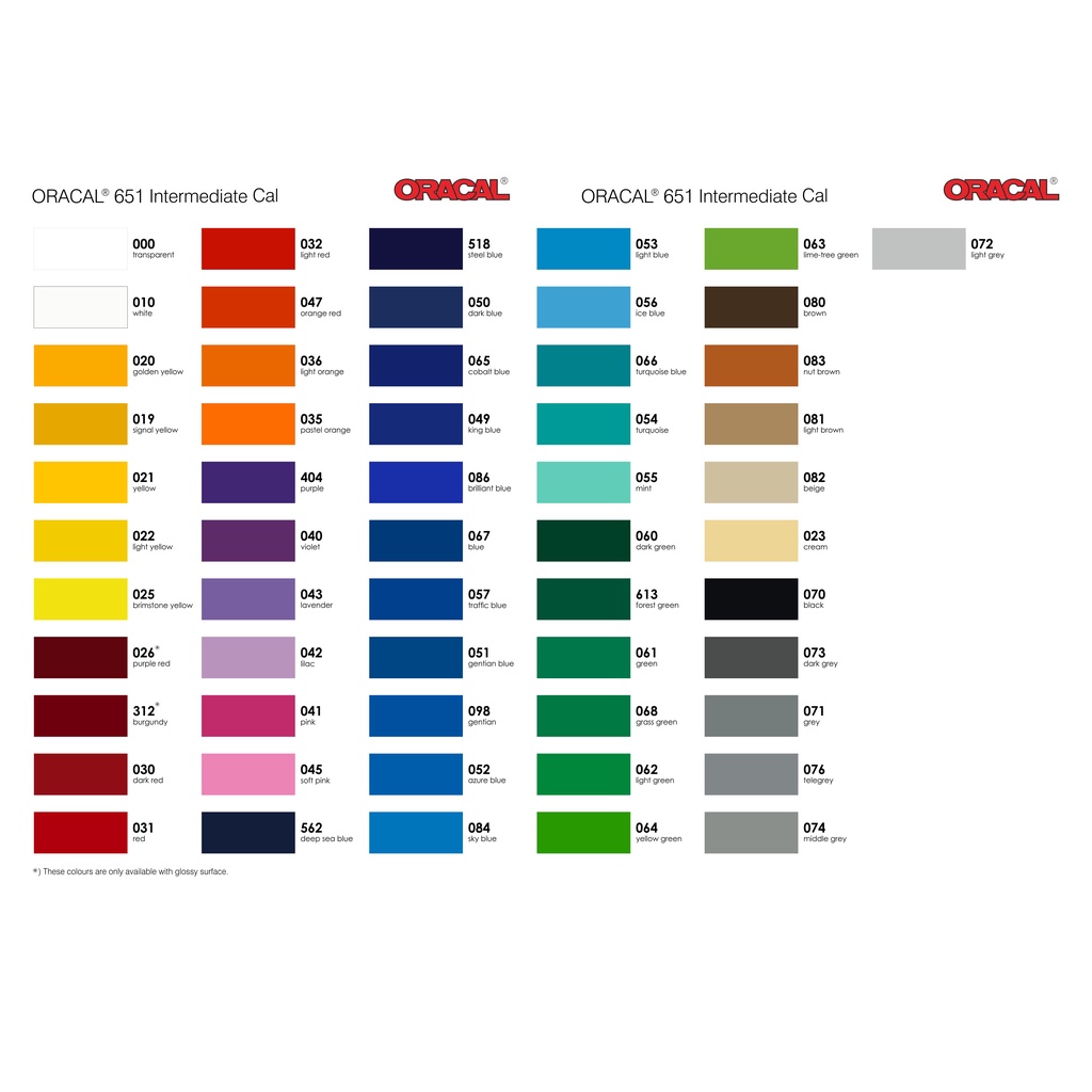 Jual STICKER ORACAL SERIES 651 GLOSSY/KILAP Per 100 cm x 126 cm ...