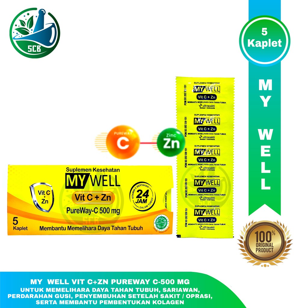 Jual My well Vitamin C 500 + Zinc - Strip 5 Kaplet - Utk meningkatkan ...