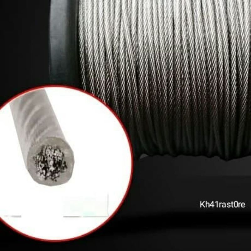 Jual Tali Kawat Baja Kabel Sling Seling STAINLESS STEEL WIRE ROPE 3mm + pvc | Shopee Indonesia