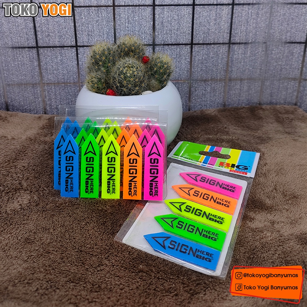 Jual BIG POST IT - SIGN HERE - 44 x 12mm - 5 WARNA | Shopee Indonesia