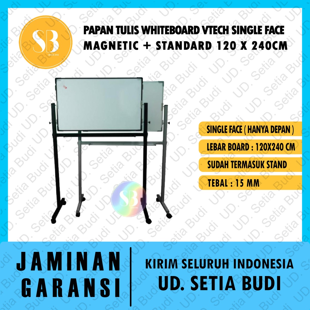 Jual Papan Tulis Whiteboard Vtech Single Face Magnetic + Standard ...
