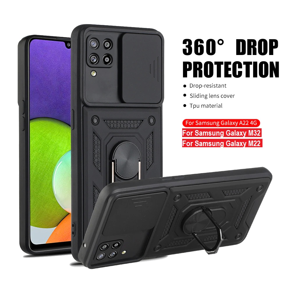 Jual Samsung M32 - M22 A22 4G Case ARMOR SLIDE CAMERA PROTECTION Case ...