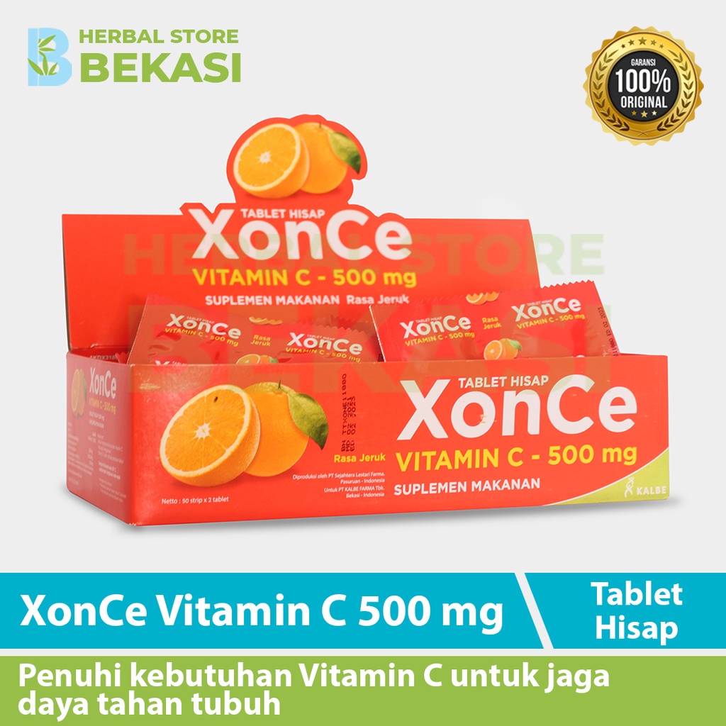 Jual Xonce Tablet Hisap Vitamin C 500 Mg 1 Box Asli Original BPOM Suplemen Daya Tahan Tubuh ...