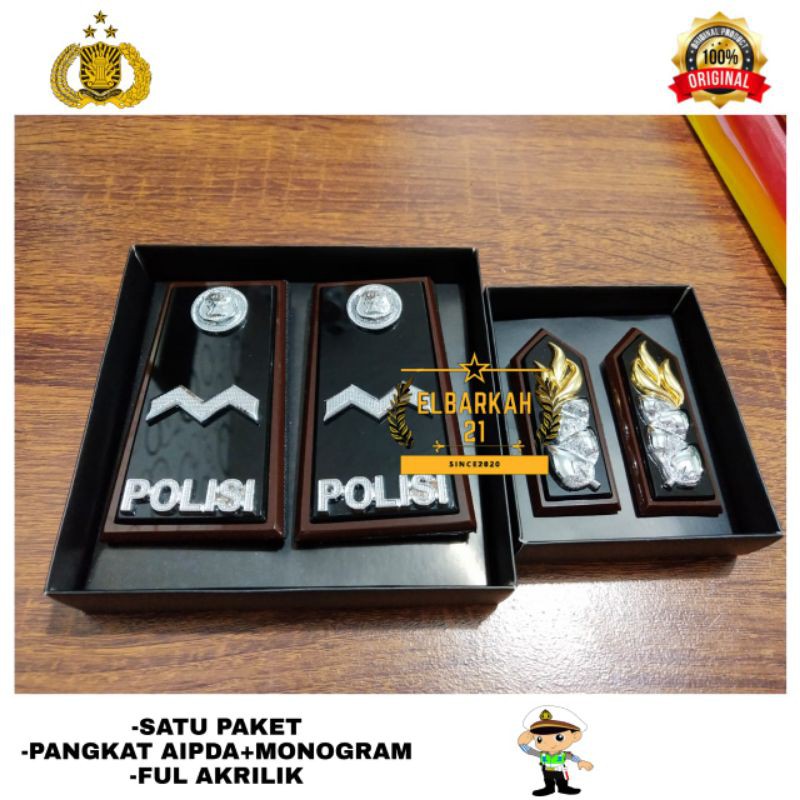 Jual Paket Pangkat Polisi BINTARA Full Akrilik + MONOGRAM Lis Coklat ...