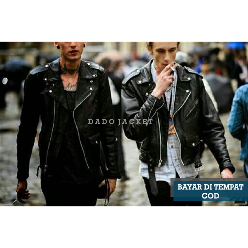 Jual Jaket Semi Kulit Sintetis Pria Ramones Black Varsity Rock N Roll ...