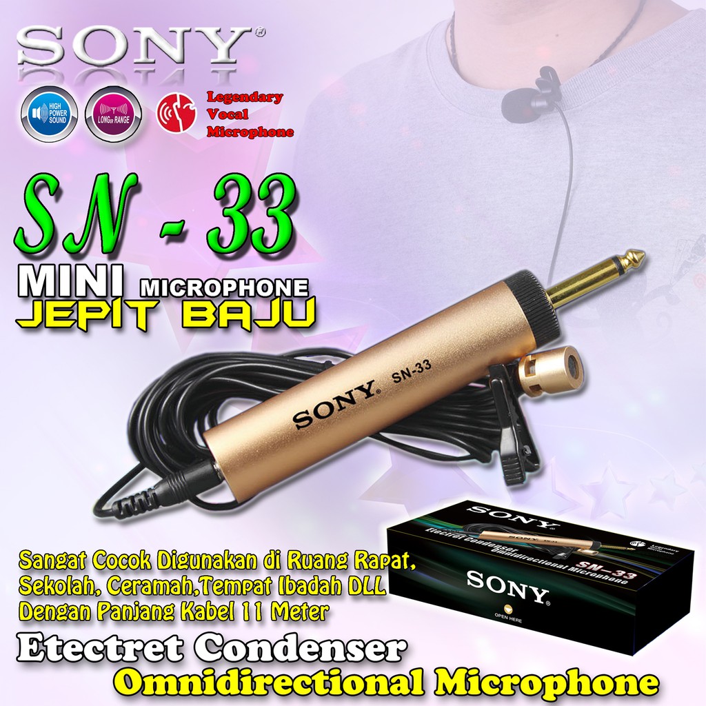 Jual Mic Jepit SONY SN 33 / Mic Kancing AIWA AW 221 / Mic Condensor SN ...