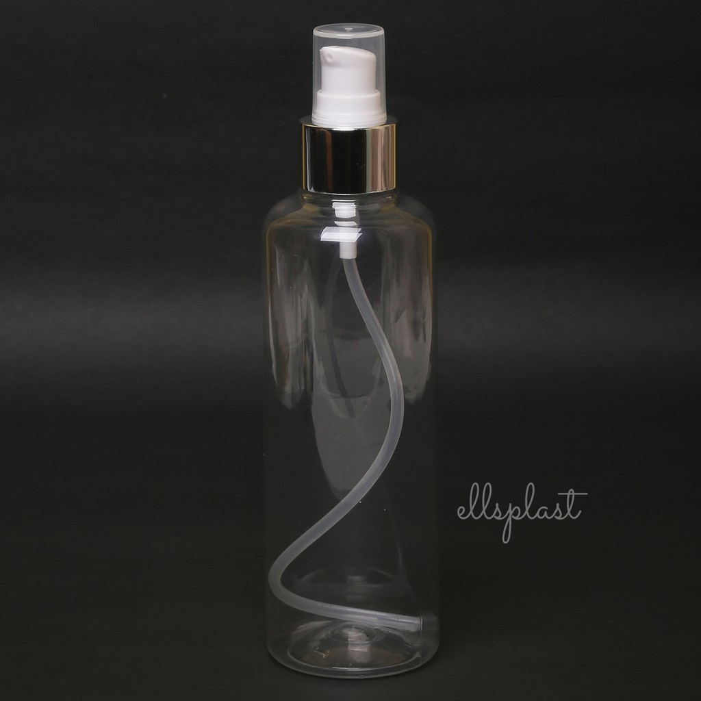 Jual BOTOL PET 250 ML NATURAL TUTUP PUMP TREATMENT SILVER HALF CAP / BOTOL PUMP 250 ML | Shopee ...