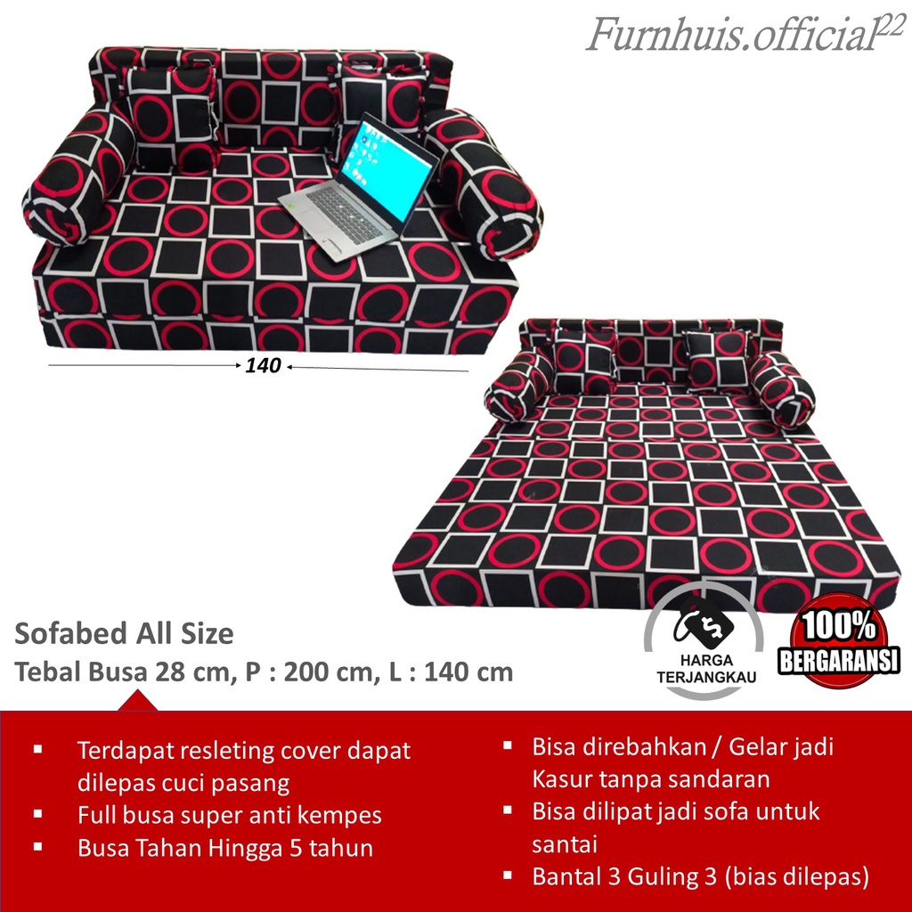 Jual Sofa Lipat 2 Minimalis Kasur Busa Sofabed Kursi Tamu Karakter Uk 140 x 200 x 14 cm Spond ...
