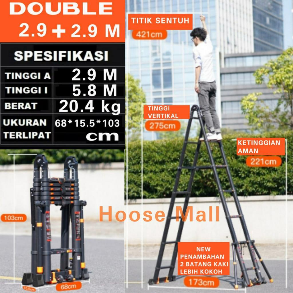 Jual Tangga lipat teleskopik telescopic multifungsi 2,1m 2,5m 2,9m 3,3m ...