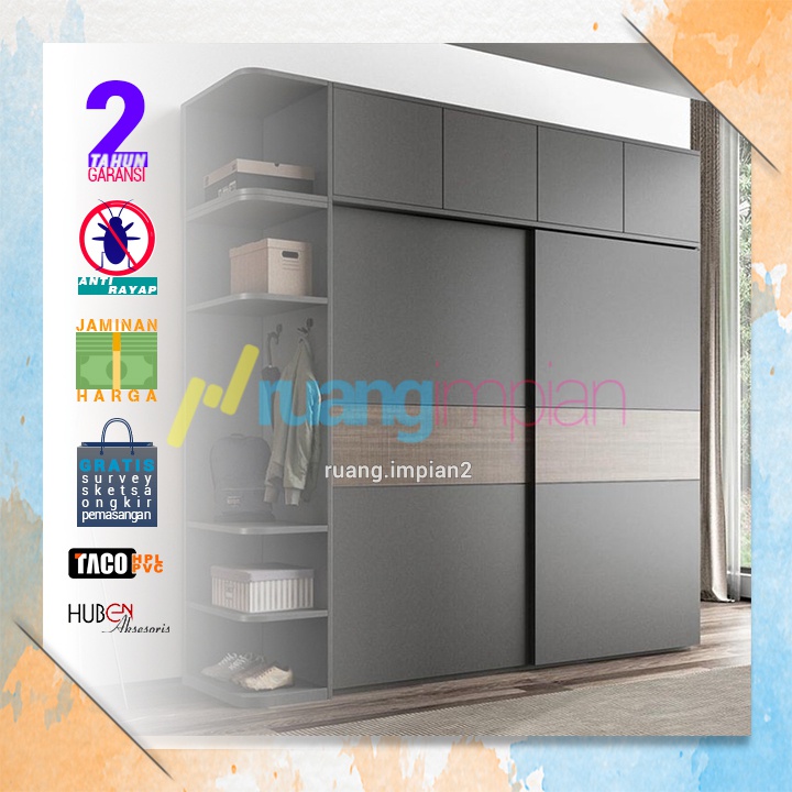 Jual Custom Lemari Pakaian, Wardrobe, Walk-in closet HPL PVC Board t ...