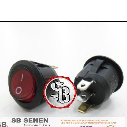 Jual Saklar / Rocker Switch Bulat Merah + lampu 3pin / switch bulat on ...