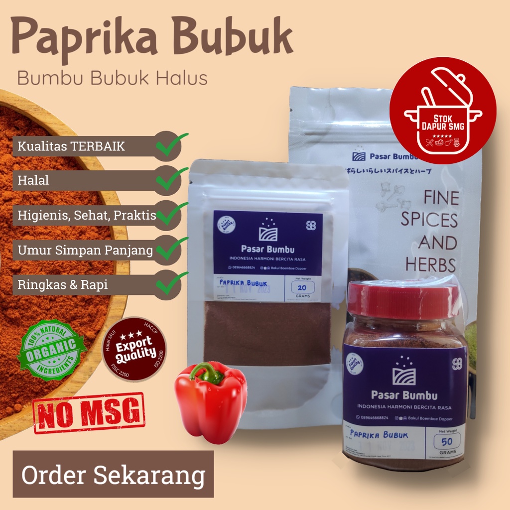 Jual Pasar Bumbu Paprika Merah Bubuk / Paprika Powder Pouch Refill 20gr ...