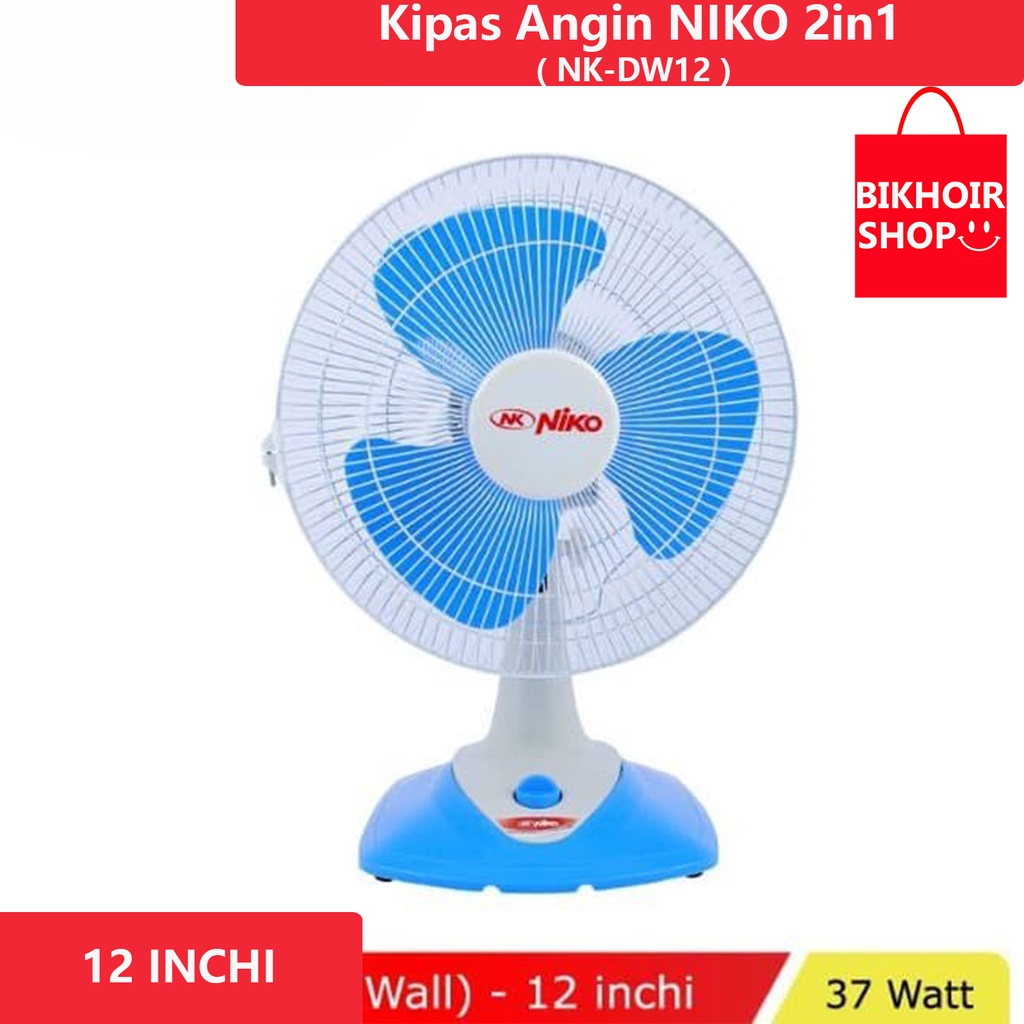 Jual Kipas Angin NIKO 2in1 Meja+Dinding 12 Inch / Kipas Stand Mini ...