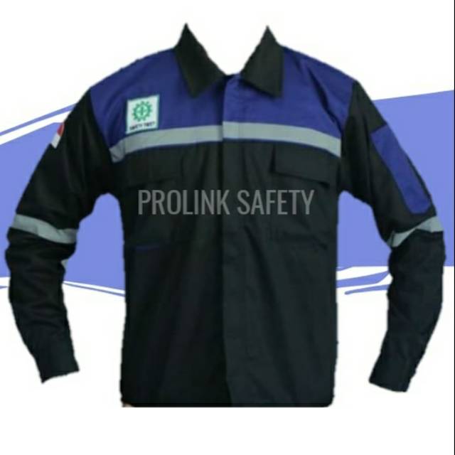 Jual SERAGAM BAJU SAFETY BIRU HITAM KOMBINASI RESLETING LOGO K3 KAIN ...