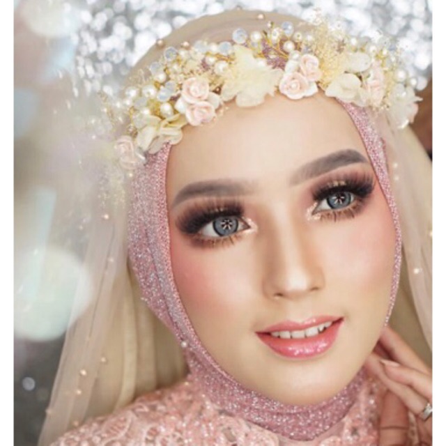 Jual Bella flower crown headpiece bunga pink tiara pengantin hijab ...