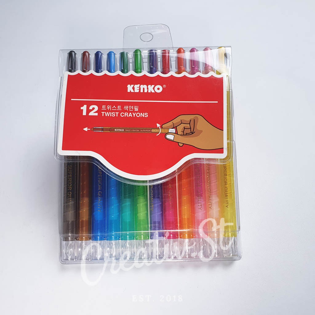 Jual KENKO Twist Crayon 12 Crayon Putar 12 Warna Panjang | Shopee Indonesia