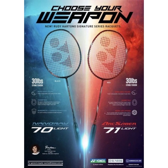 Jual Raket Badminton Yonex Arcsaber 71 light Nanoray 70 light Original Rudy Hartono | Shopee ...