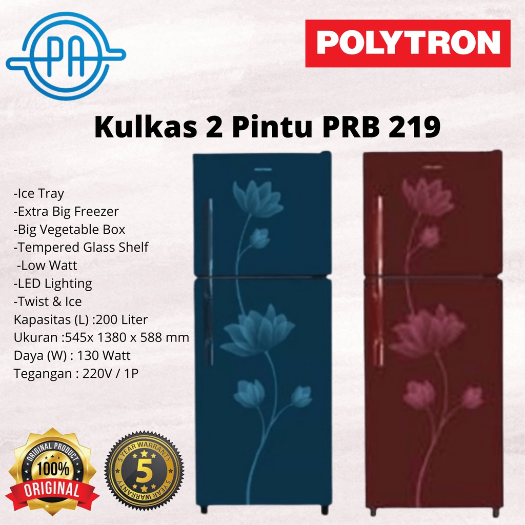 Jual KULKAS POLYTRON 2 PINTU POLYTRON PRB217 R/B LEMARI ES PRB 217 ...