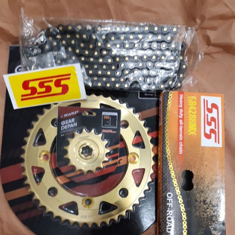 Jual gearset supermoto klx150 dtracker150 rantai black sss special ...