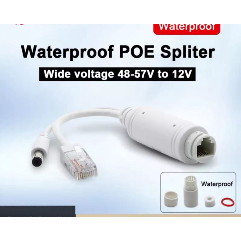 Jual outdoor waterproof dc kabel poe rj45 male female splitter injector ...