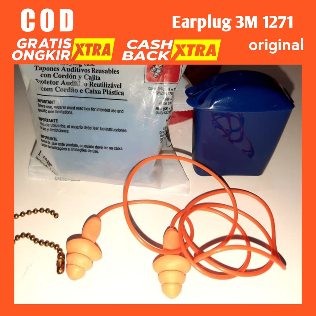 Jual 3M Reusable Ear Plugs 1271 Dengan Tali dan Kotak Penyimpan ...