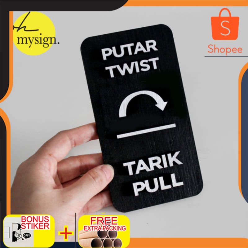Jual Promo SIGN TARIK KAYU / SIGN PUTAR TARIK PULL PINTU / SIGN TIMBUL ...