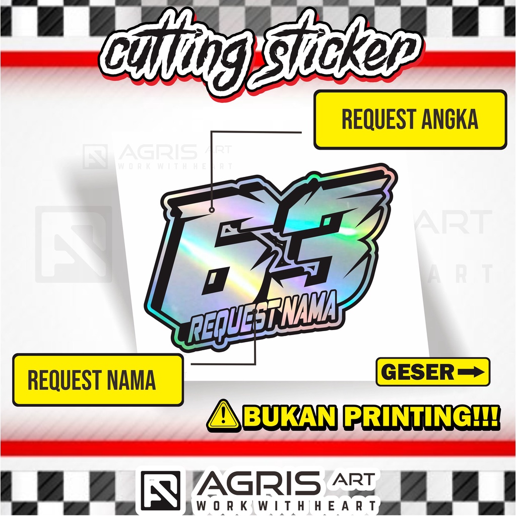 Jual custom cutting sticker stiker nomor start angka nama suka suka ...