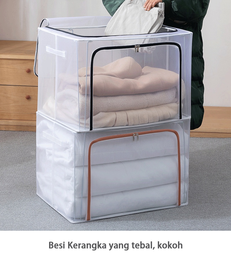 Jual Halu Storage Box 66L Double Zipper Frame Baja Large Besar Multifungsi kotak Penyimpanan ...