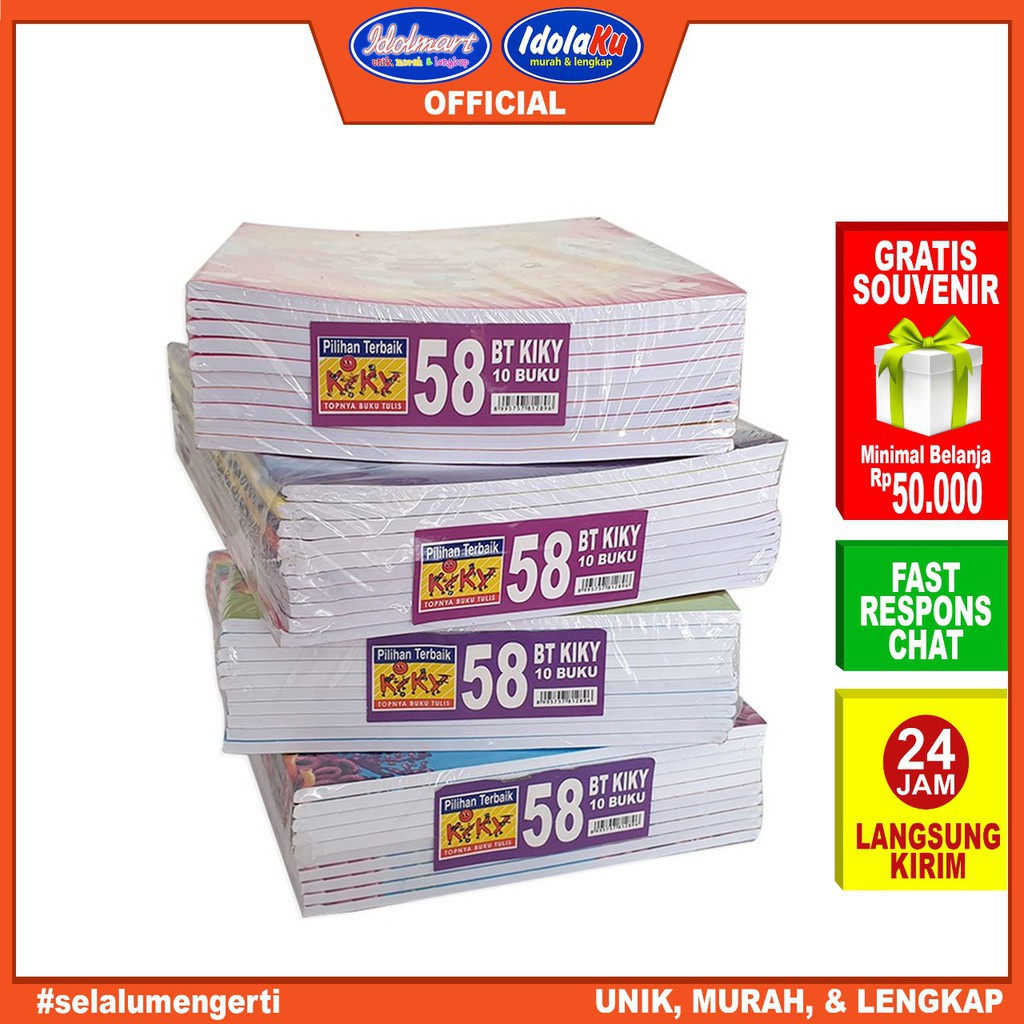 Jual IDOLMART Buku Tulis KIKY isi 58 Lembar - 10 Buku - Kiky Bandung | Shopee Indonesia