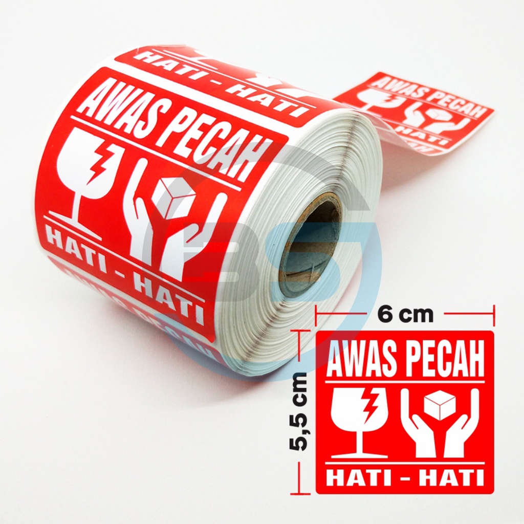 Jual Stiker Label Awas Pecah Fragile 6 x 5,5 cm (1 roll / 500 pcs ...
