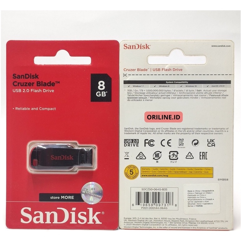 Jual FLASHDISK SANDISK CZ50 CRUZER BLADE 8GB / 16GB / 32GB / 64GB ...