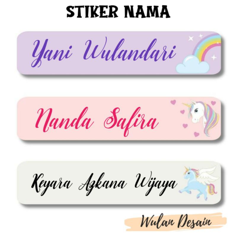Jual Jasa desain dan Cetak Sticker Label Nama Custom siap tempel satu ...