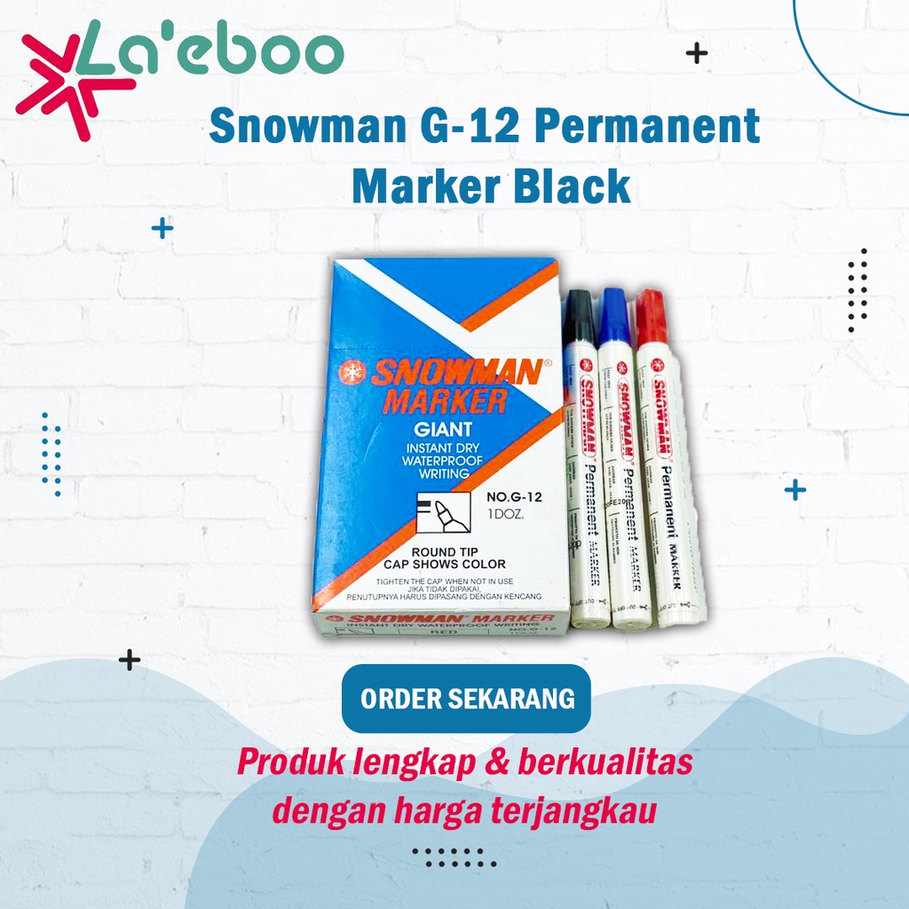 Jual Spidol Papan Tulis Permanen Warna Hitam/Biru/Merah | Snowman G-12 ...