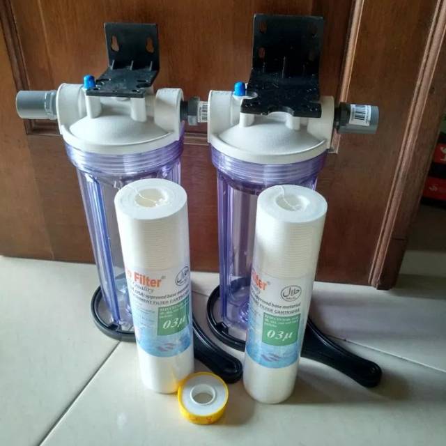 Jual Paket Saringan Filter Rumahan 2 tabung Housing isi Nano Filter ...